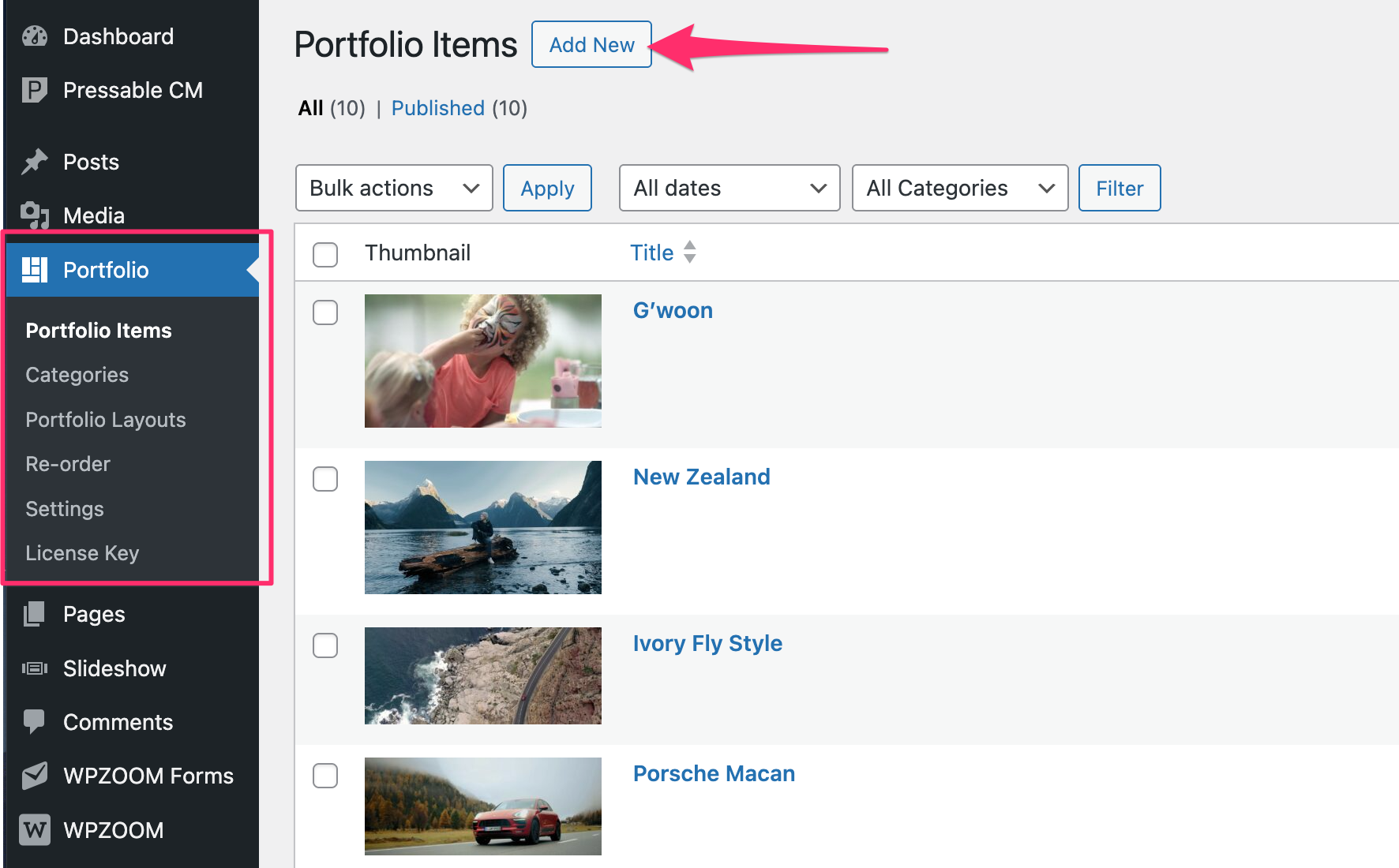 How to Add Portfolio Posts in Inspiro Premium - WPZOOM